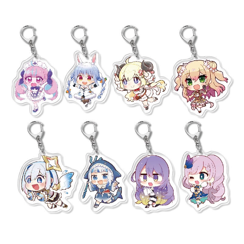 Newly Kawaii Anime Hololive Vtuber Cosplay Keychain Gawr Gura Watson ...