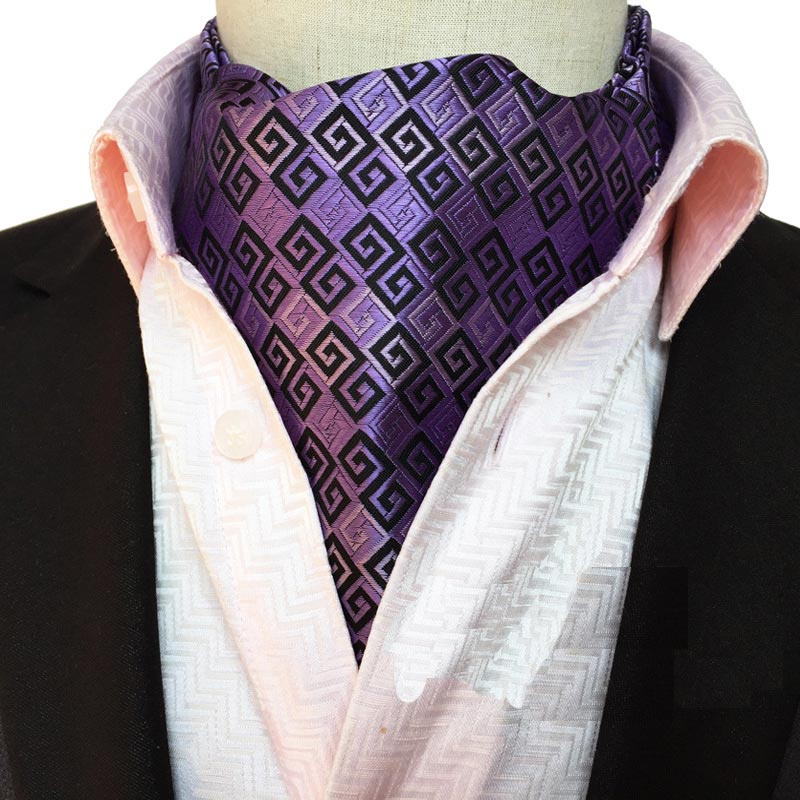 Hot Men's Cravat Ascot Tie silk Black Red Paisley Floral Stripes Gentleman Self Tied Fashion ...