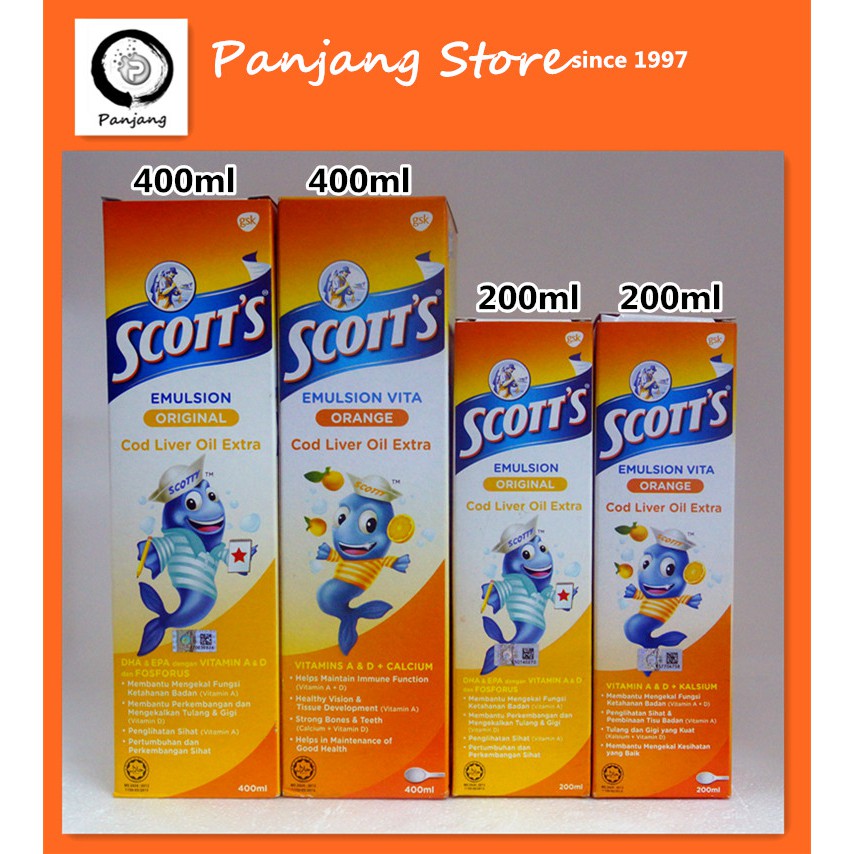 Scott's Emulsion Original / Orange Cod Liver Oil Extra 200ml / 400ml ...
