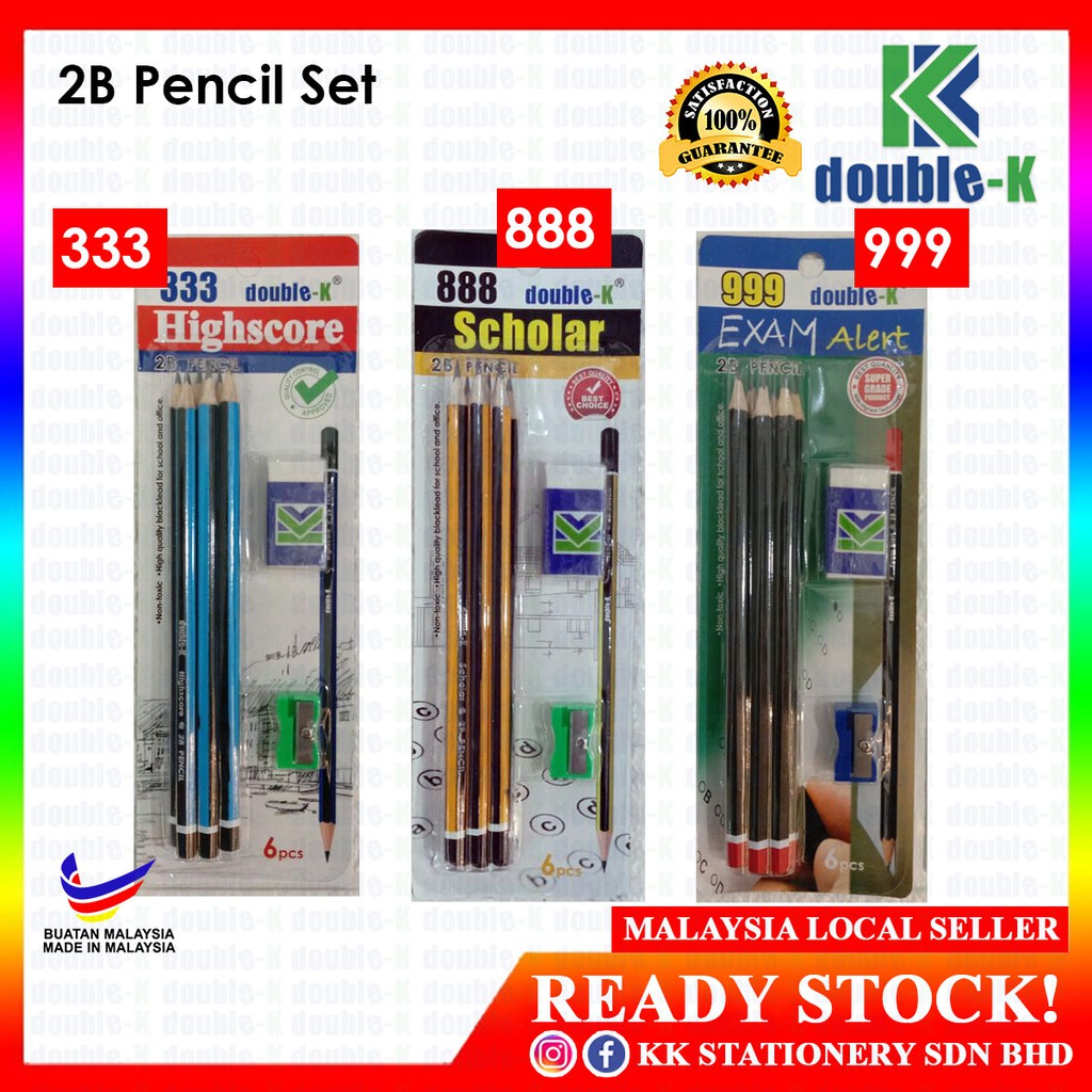Double-K 333/888/999 2B Pencil Set 6'S RM2.30/card and RM2.20/Card ...