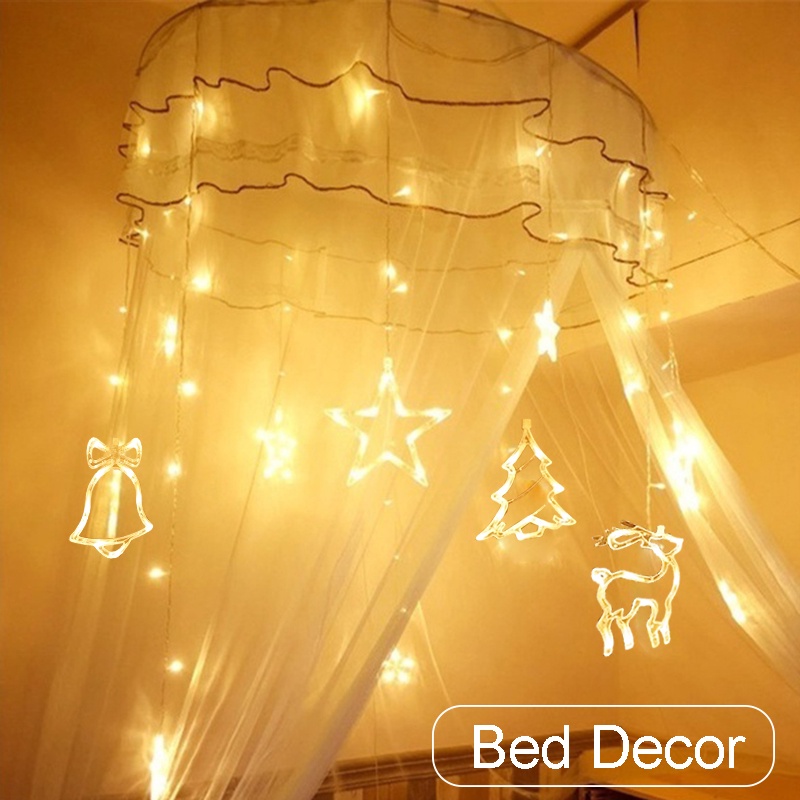 4M 138LED Elk Star Curtain String Lights with 8 Modes for Outdoor Home ...