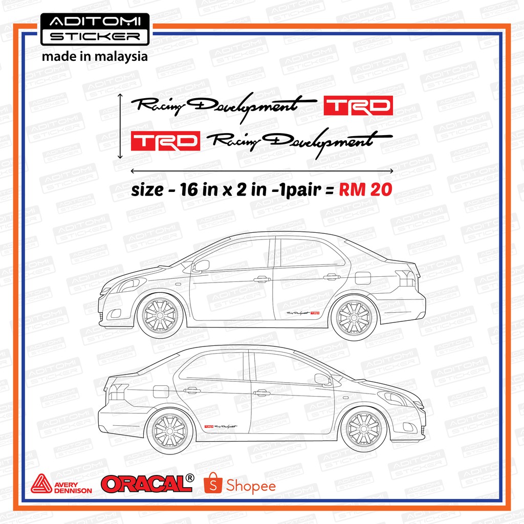 TRD Racing Development side door diecut sticker | Shopee Malaysia