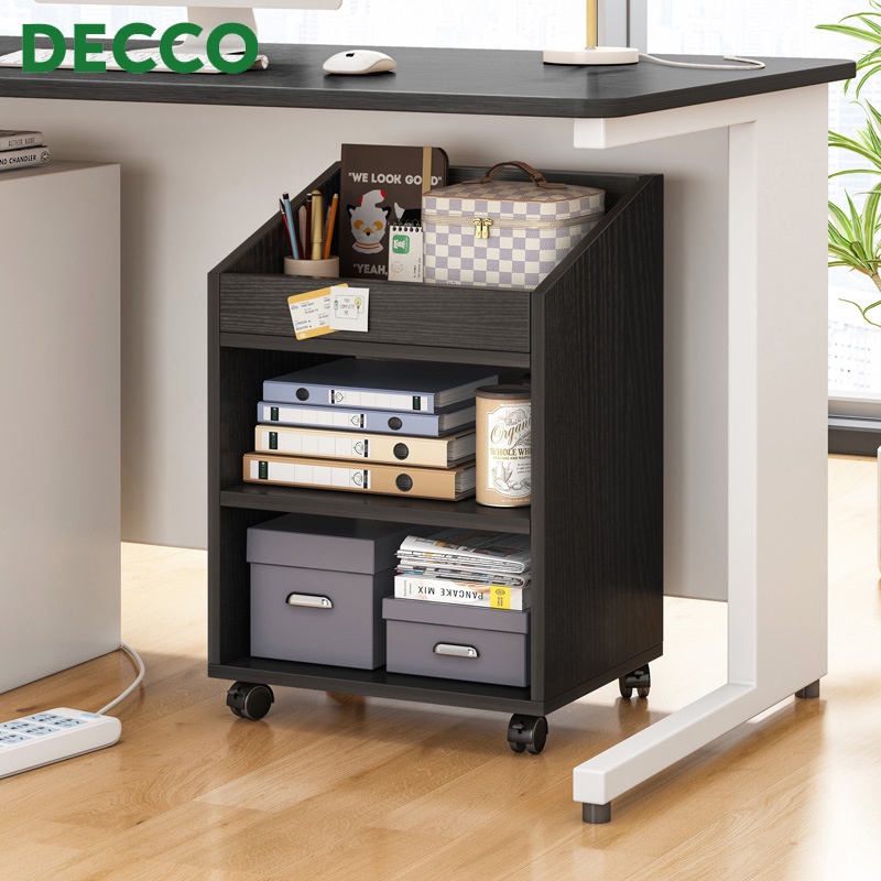 Decco Small Bookshelf With Wheels Office Storage Artifact Under Desk ...