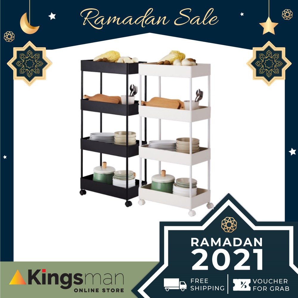 [Kingsman] SINGARAC 4-Tier ABS Movable Multifunction Storage Trolley ...