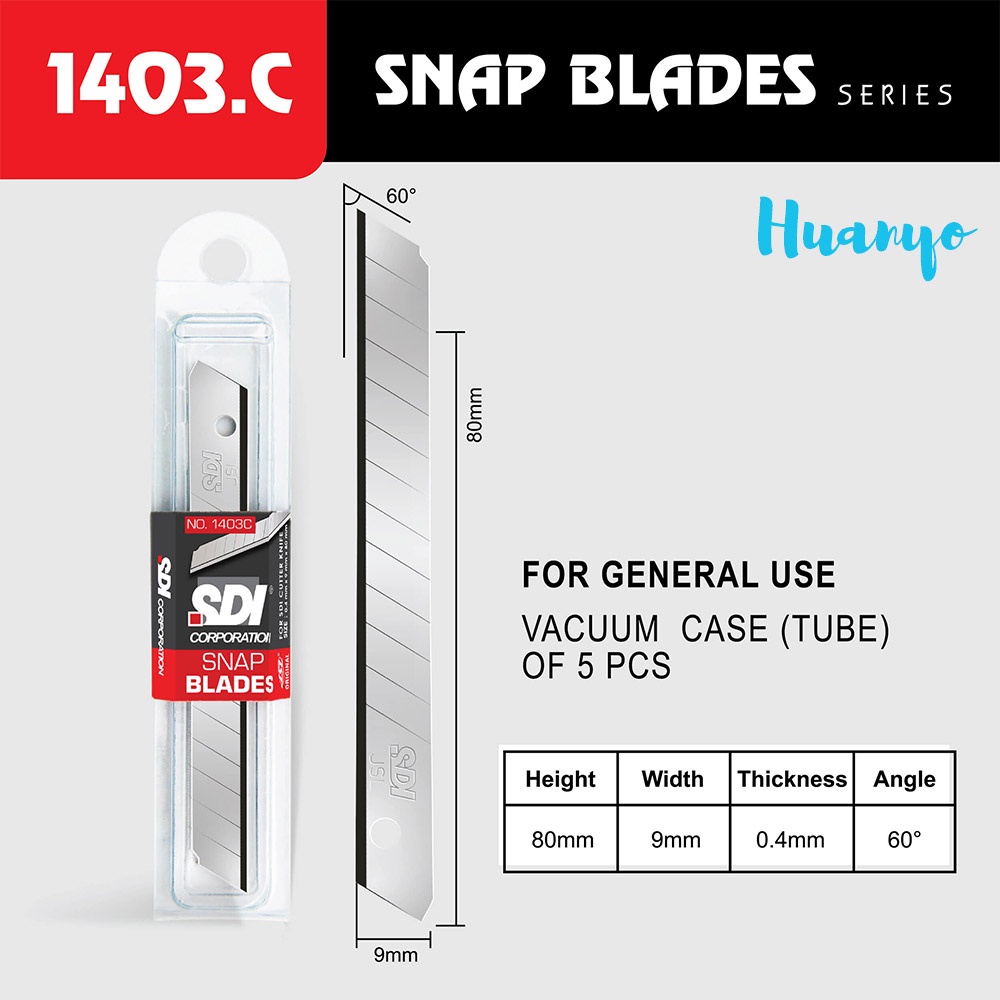 SDI Cutter Knife Blade Refill 5pcs / Tube (Small/Big , 30 / 60 Degree Angle) [1361C / 1403C ...