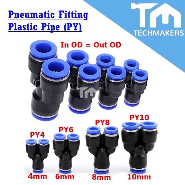 PY Series Union Y Push In Fitting PY4 PY6 PY8 PY10 Pneumatic Push In Fitting One Touch Fitting Y ...