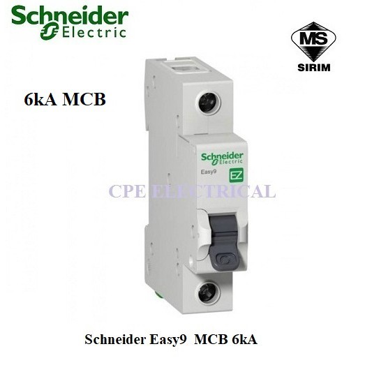 Schneider Easy9 6A 10A 16A 20A 32A 40A 1 Pole MCB 6kA | Shopee Malaysia