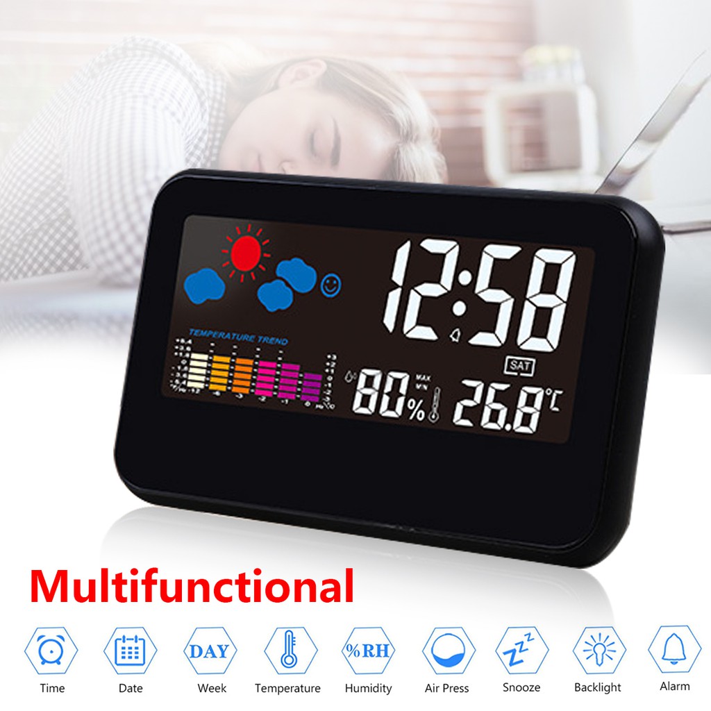 Digital Thermometer Humidity Meter Hygrometer Temperature Room Alarm ...