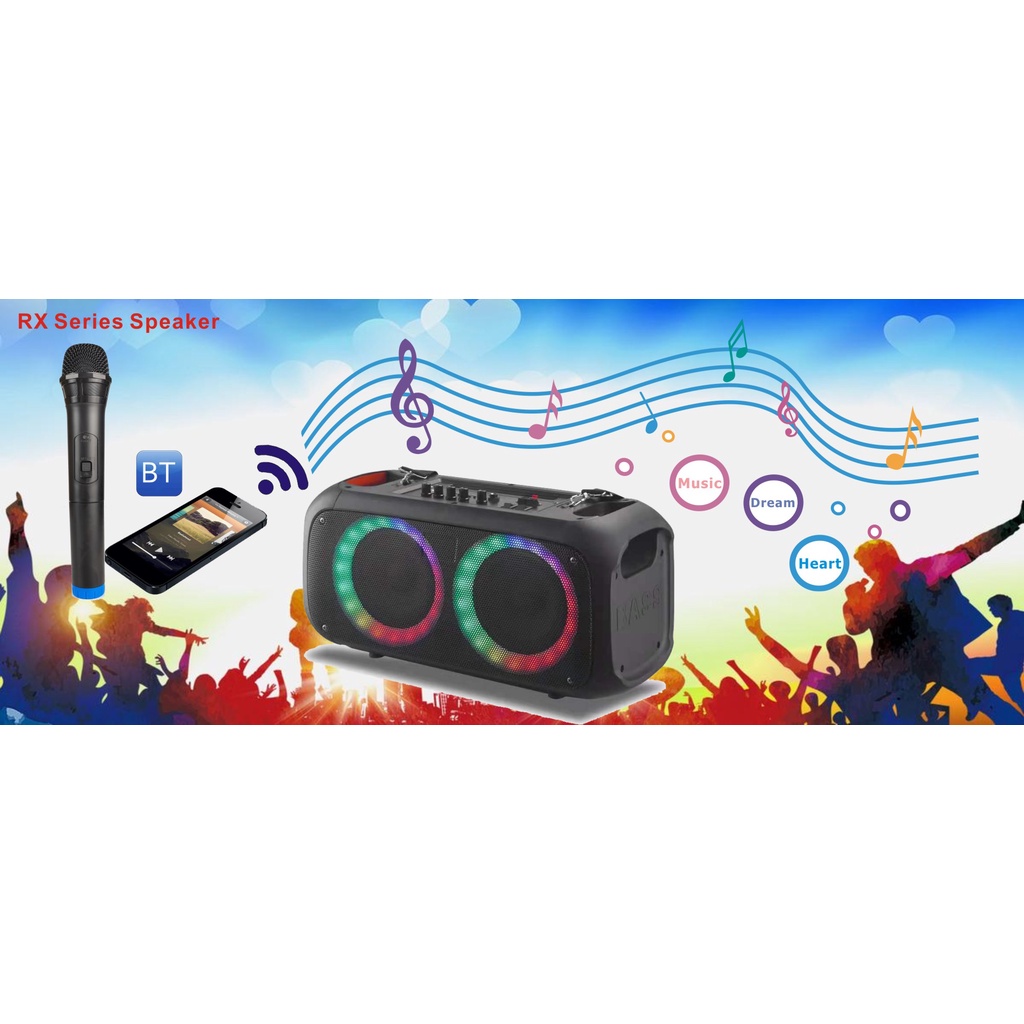 RX-6248B Portable Rechargeable trolley speaker with LED Light wireless ...