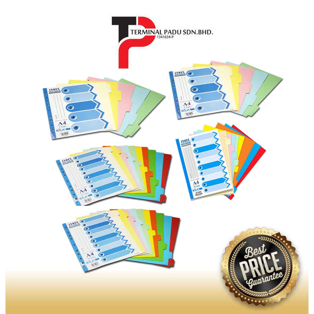 Kita Brand A4 Colour Index Divider/File Filing Separator (120gsm ...