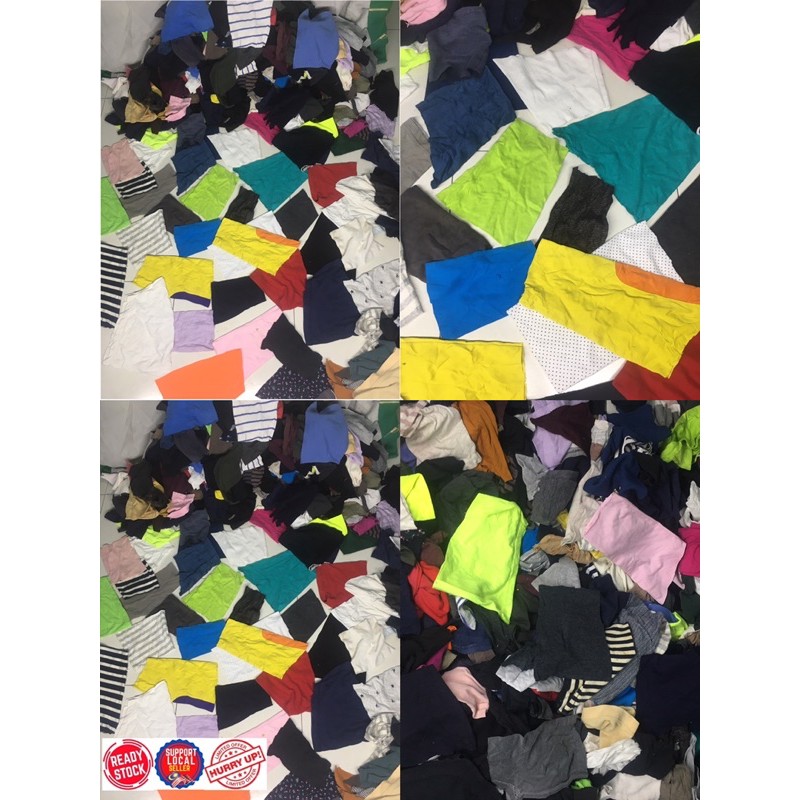 [Readystock] 1kg/kilo kain cotton rags/lap mini kecil (sisa pakaian)1kg ...