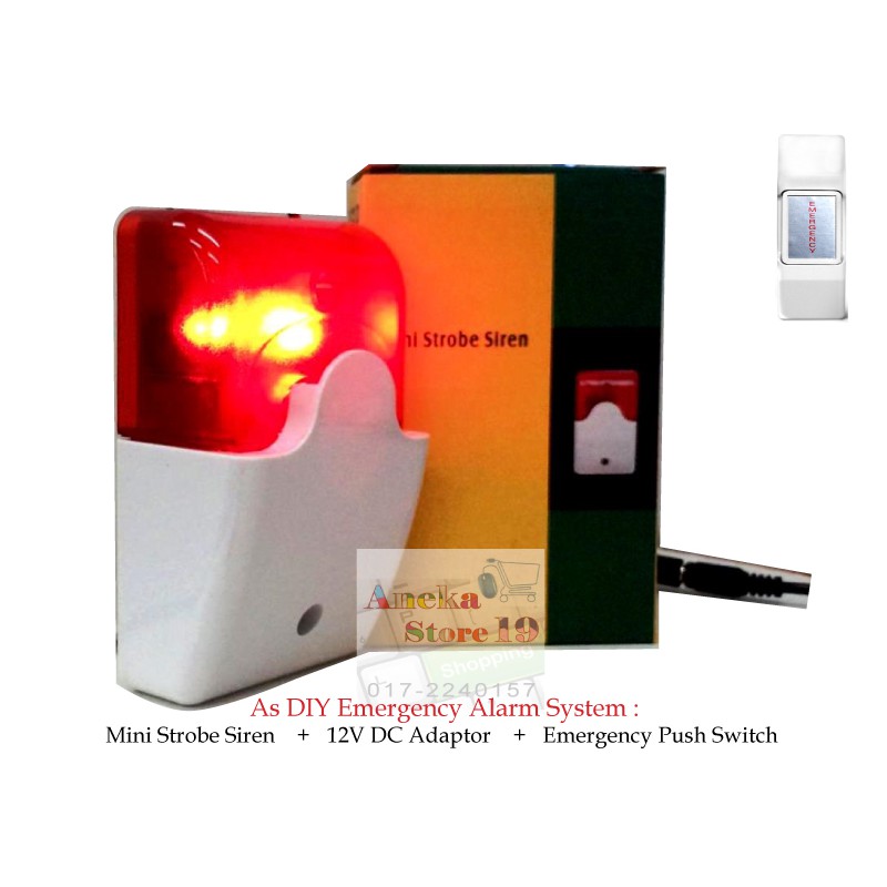 Alarm 12V Mini Strobe Light Siren Horn DIY Emergency Panic Alarm (stock ...