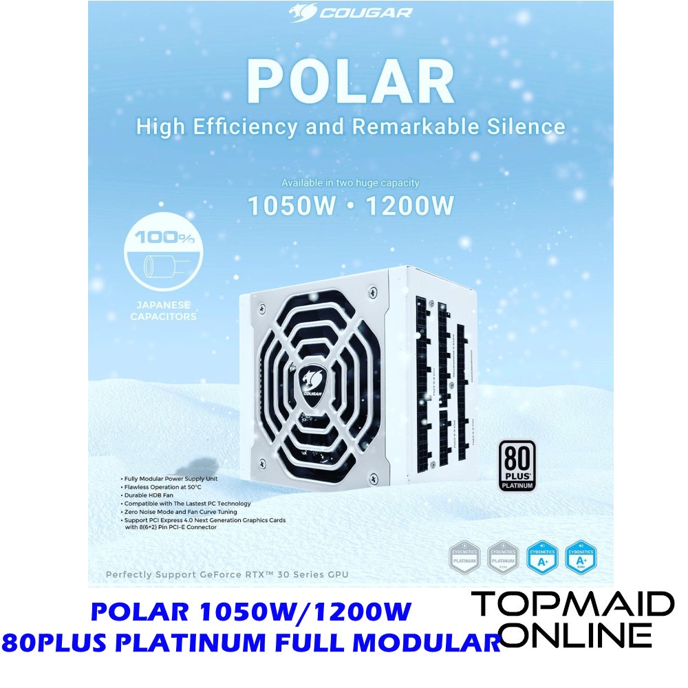 COUGAR POLAR 1050W / 1200W 80PLUS PLATINUM FULL MODULAR POWER SUPPLY ...