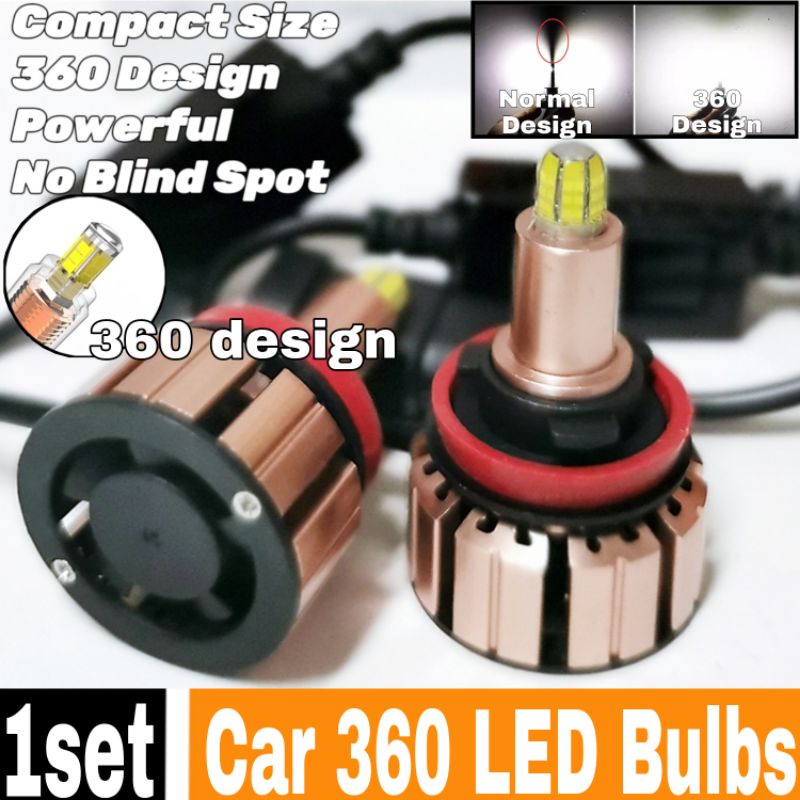 New 2pcs 360 LED Bulb Auto Fog Lamp spot light Headlamp Car Accessories ...