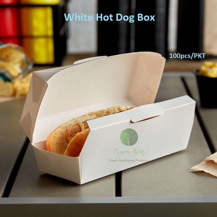 [100pcs] White Paper HotDog Box / @Hot Dog Box@ / Rectangular Box ...