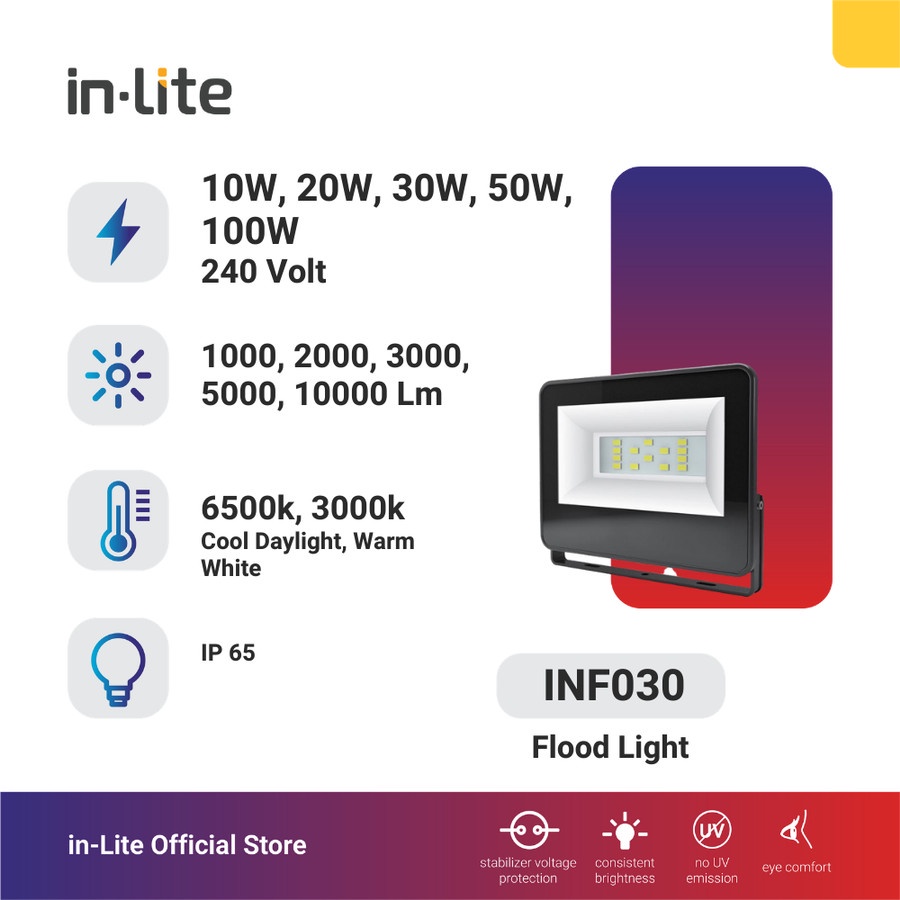Inlite Value Spotlight 50 Watt LED INF030 In-lite Floodlight | Shopee ...