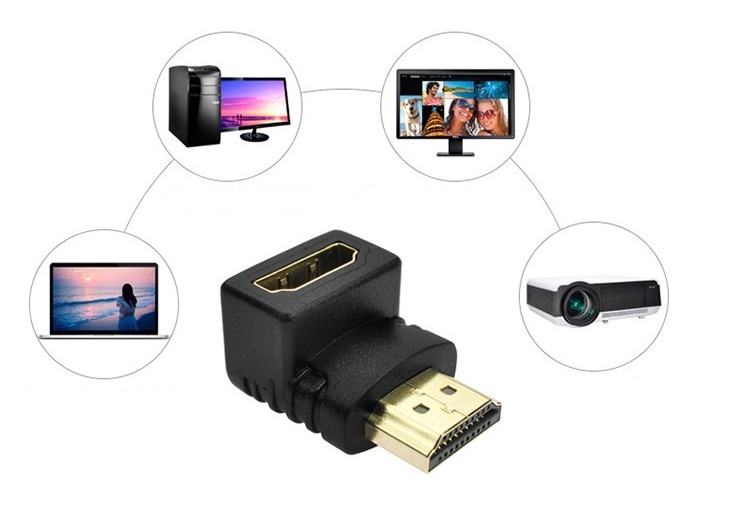 HDTV Adapter Male to Female L Shaped 90-Degree 270-Degree Micro Mini ...