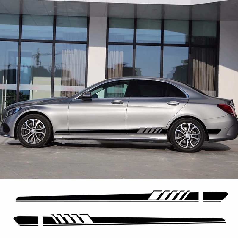 2Pcs Car Waist Side Skirt Stickers / Automobile Self-Adhesive Vinyl ...