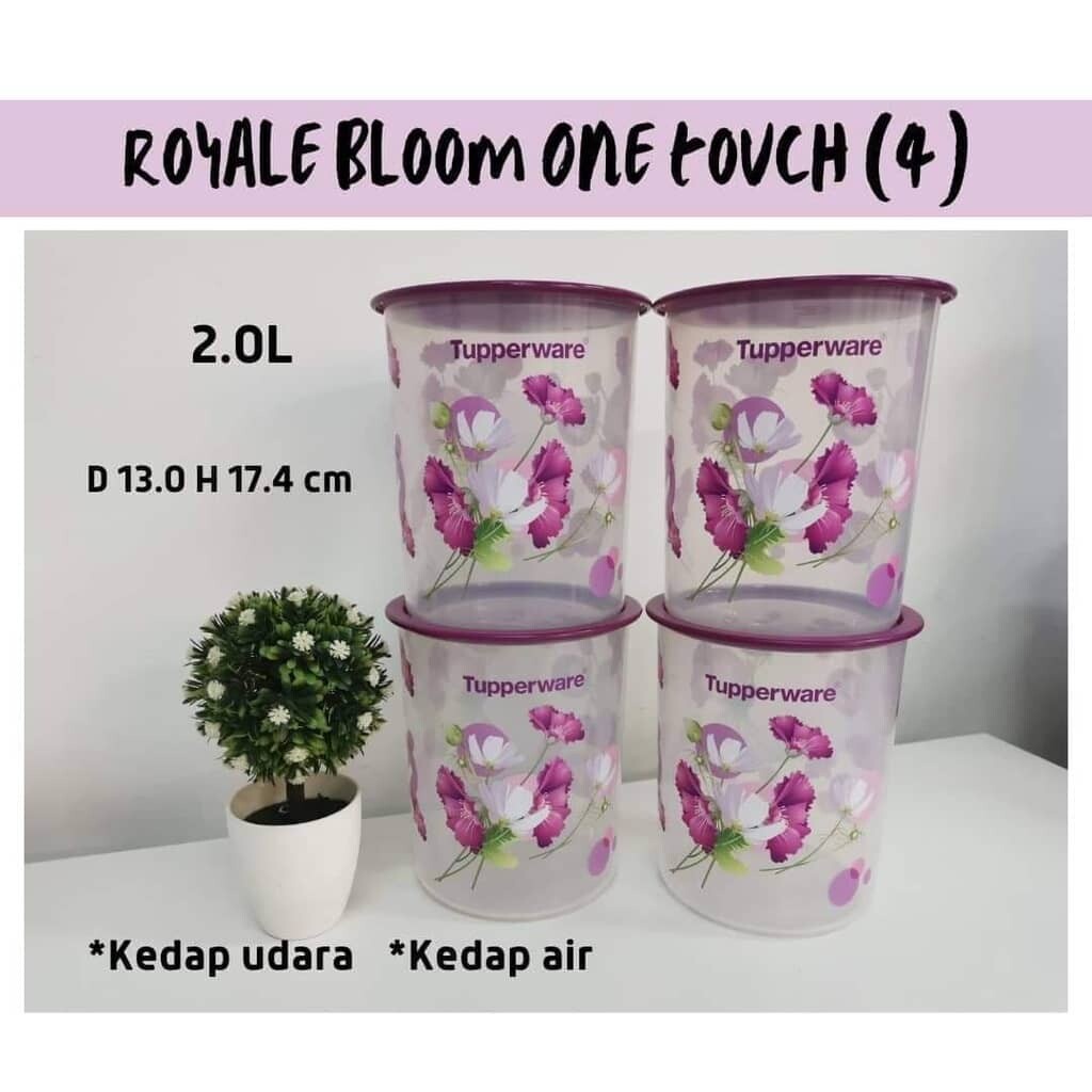 Tupperware Petalz One Touch/ Royale Bloom One Touch Canister 3L/ 2L/1.25L/ 600ml Food Storage ...