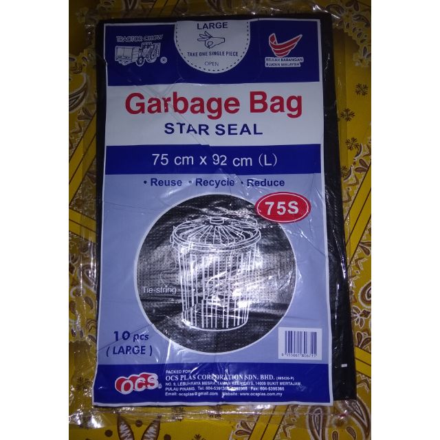 Garbage Bag / Plastik Sampah Hitam (75cm x 92cm) 10pcs | Shopee Malaysia