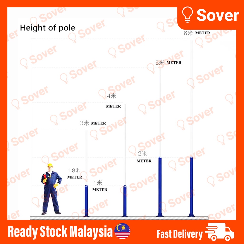 Project Light Pole Heavy Duty 1/2/3/4/5/6/7 Meter Split Lamp Pole for ...