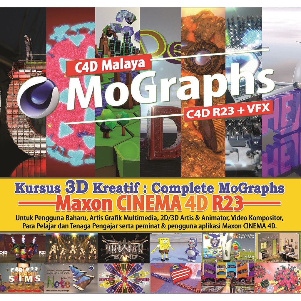 CINEMA 4D (C4D) R19-R23 - Asas Pemodelan, Animasi, Simulasi & Rendering 3D Video Tutorial DVD ...