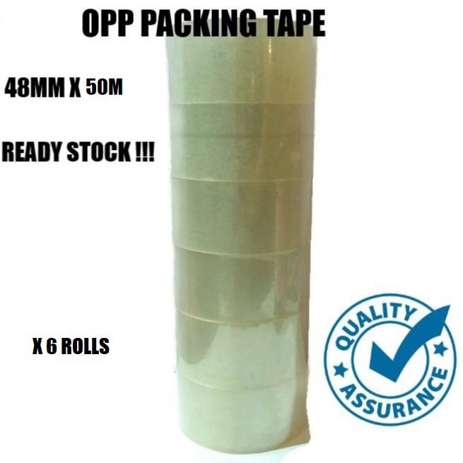 OPP Packing Tape 48mm x 90m ( 6 rolls ) Transparent Tape | Shopee Malaysia