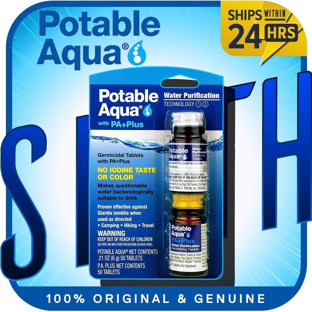 Potable Aqua Water Purification Tablets With PA Plus - 50 Counts ...