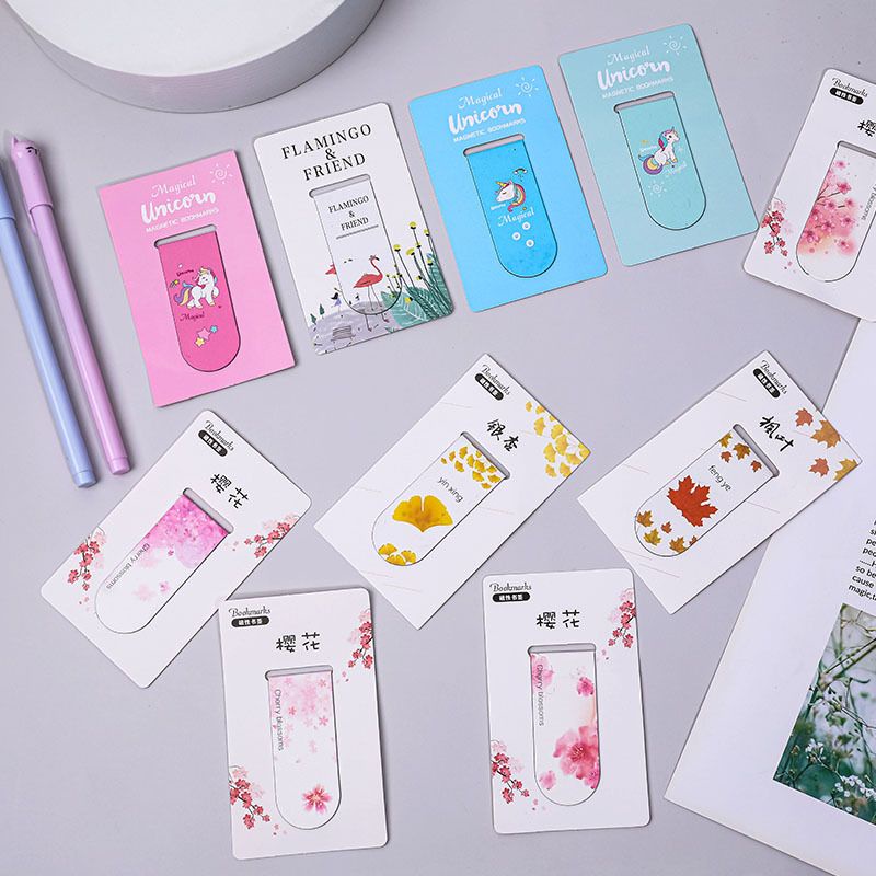 READY STOCK ~ Magnet Bookmark Unicorn Flamingo Cherry Blossom Magnetic ...