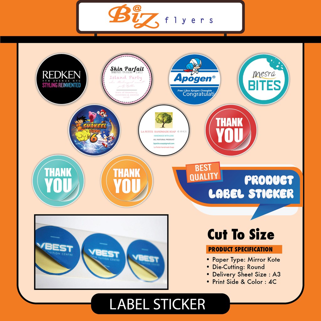 Round label stickers (3cm/4cm/5cm/6cm/7cm diameter) - custom design ...