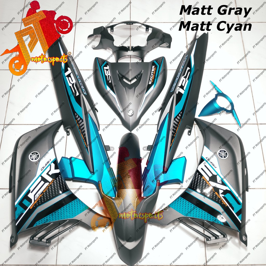 Yamaha Lc 135 Cover Set Matt Grey Matt Cyan Exciter Kings Cyan 2021 V2 ...