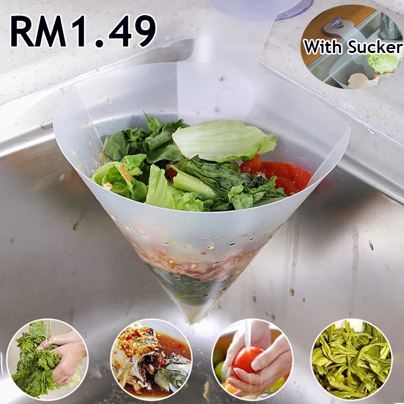 Foldable Kitchen Sink Strainer with Sucker Self-Standing Food Vegetable ...
