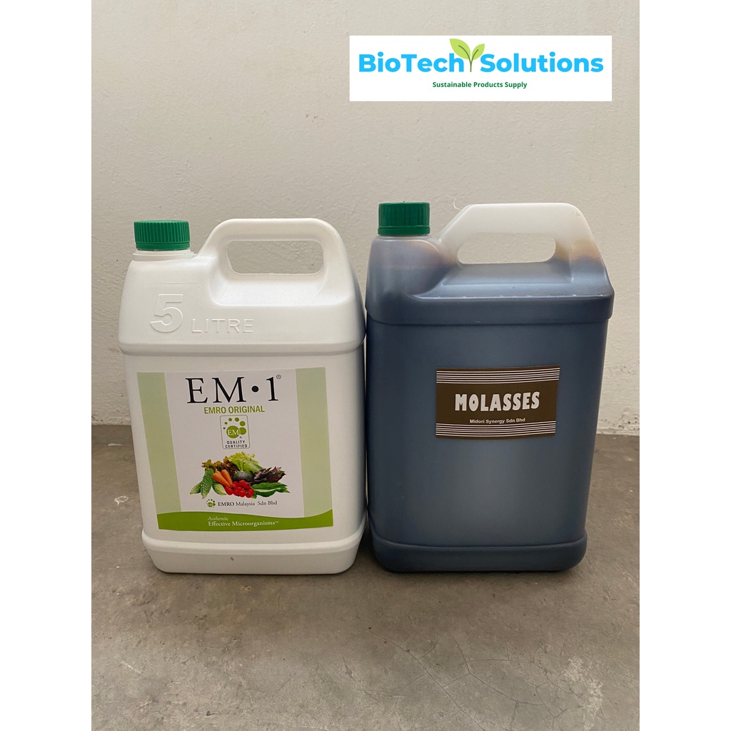 EM1 EMRO ORIGINAL + Molasses (5 Litres Each) EMAS, soil conditioner ...