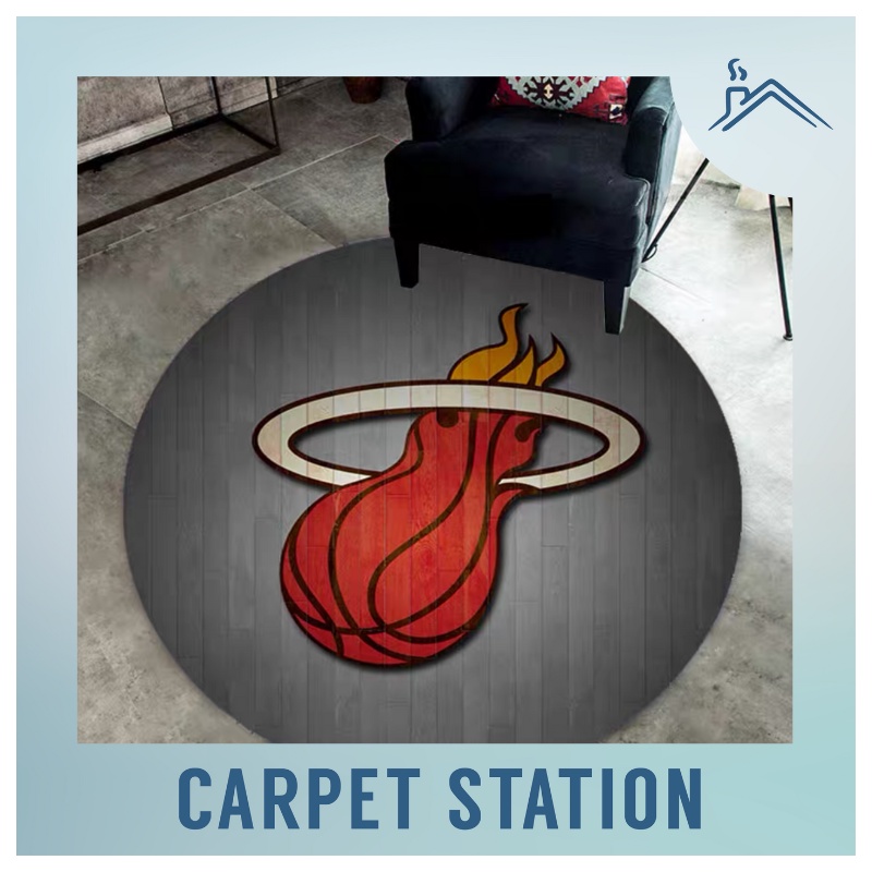 Team NBA Basketball Logo Design Karpet Velvet Bulat Hiasan Rumah ...
