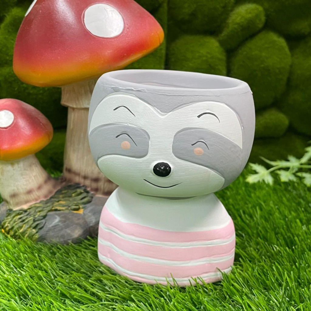 Cute Mini Cement Cartoon Cactus Succulent Flower Pot Vase Animal Indoor ...