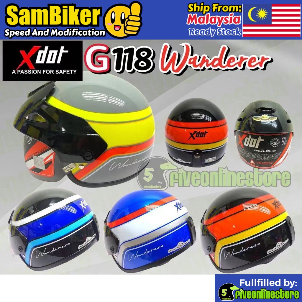 XDOT G118 Wanderer Half Cut Helmet SIRIM ORIGINAL Topi Keledar Kura ...