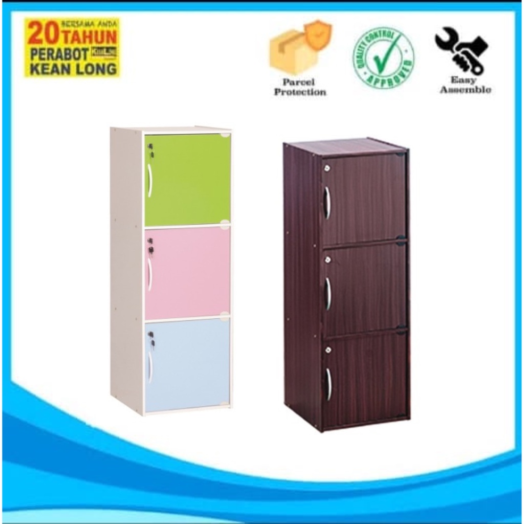 KLSB Almari 3 Pintu / Almari Serbaguna dengan Kunci / 3 Door Storage ...