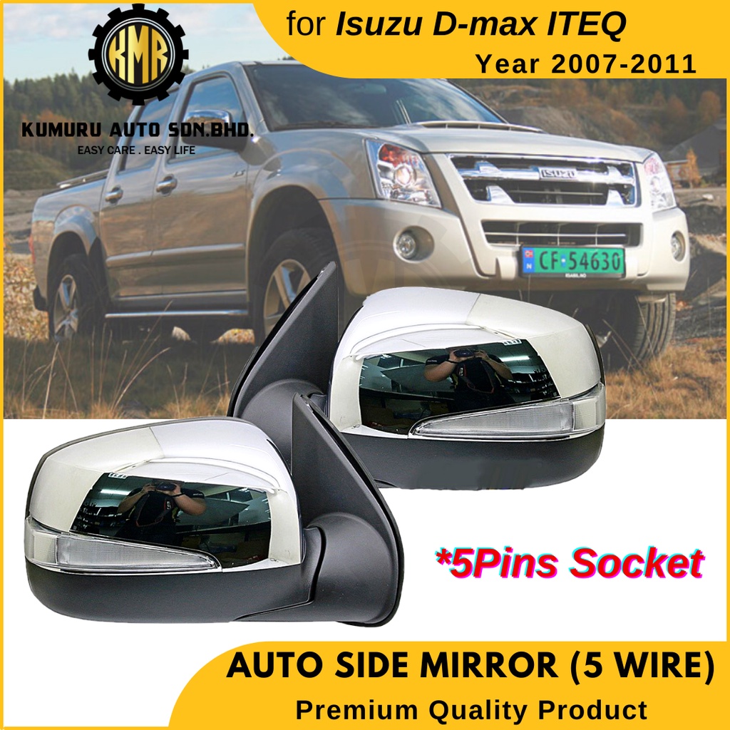 (1@pc) Chrome Electric Side Mirror w/LED 5Pins Isuzu Dmax D-Max ITEQ ...