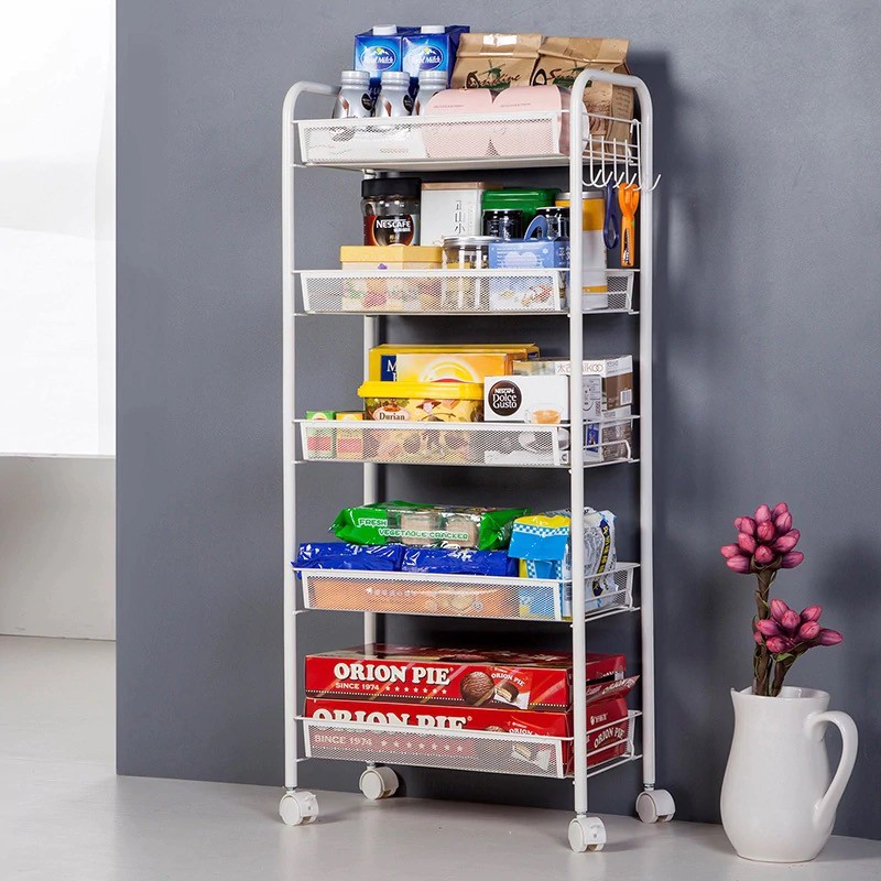 Rak Troli Letak Barang Pelbagai Guna dengan Roda Kitchen Multi-layer ...