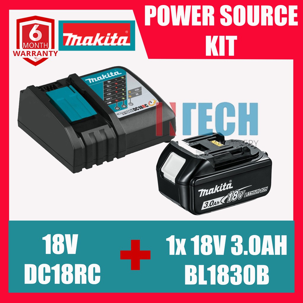 MAKITA POWER SOURCE KIT 18V DC18RC CHARGER C/W 1x 3.0AH 18V BL1830B BATTERY | Shopee Malaysia