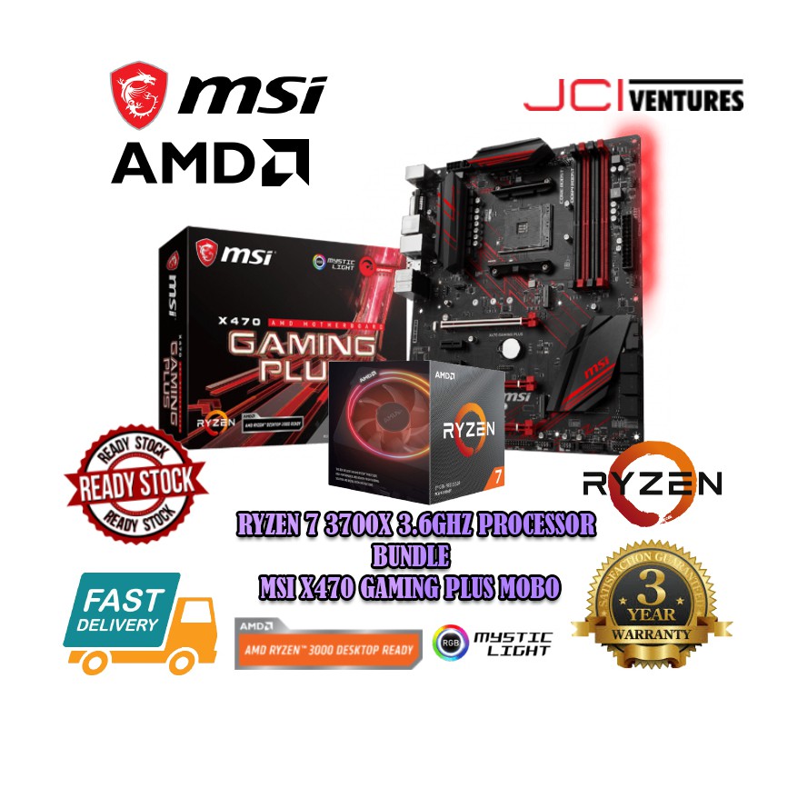 AMD Socket AM4 Ryzen 7 3700X 3.6Ghz Processor MSI Socket AM4 X470 ...