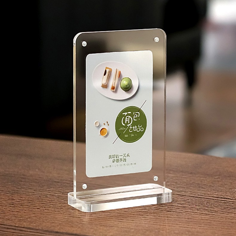 A4 Acrylic T-shape Menu Display Stand, Restaurant Table Menu Acrylic ...