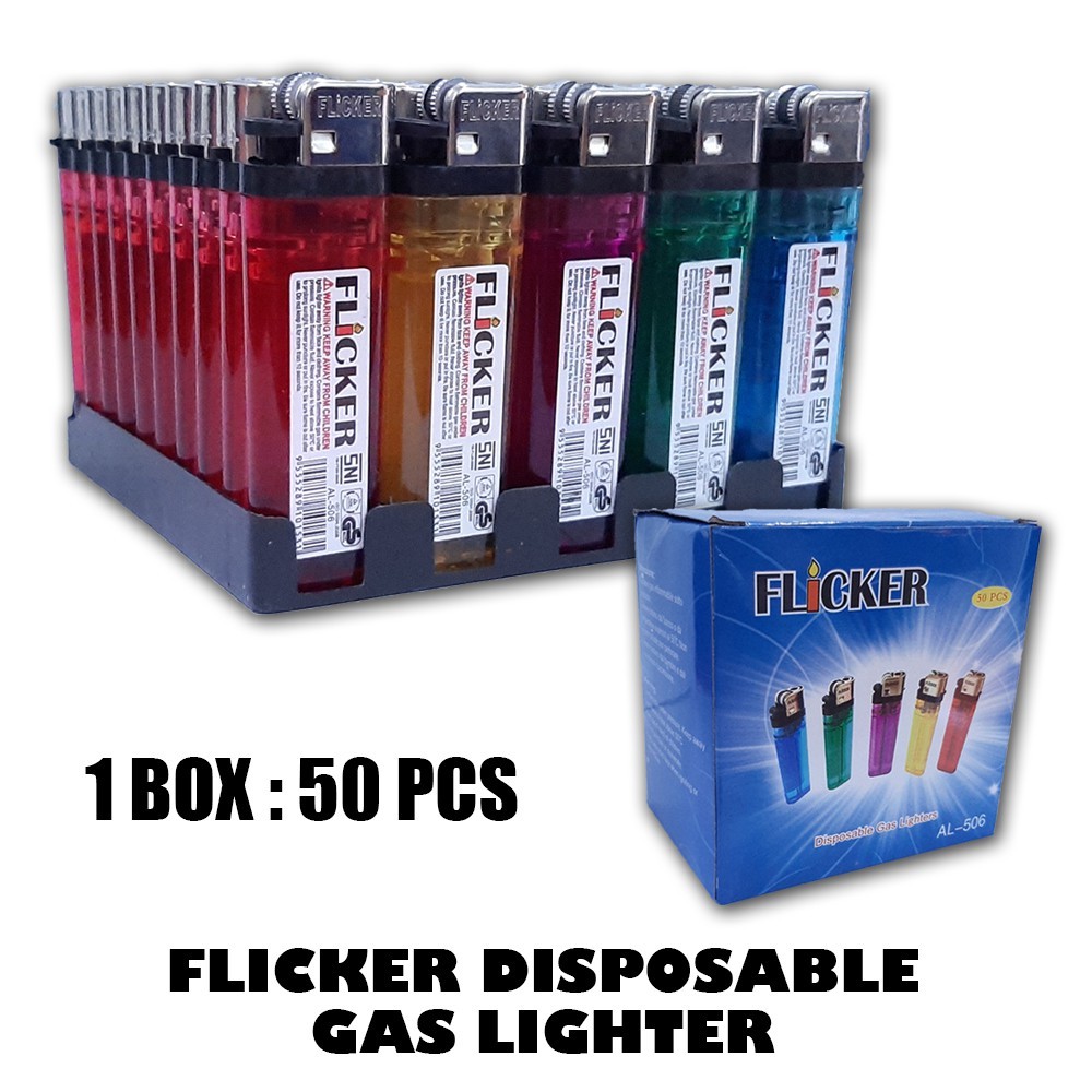 (1Box - 50Pcs) Flicker Disposable Gas Lighter / Pemetik Api Gas Flicker ...