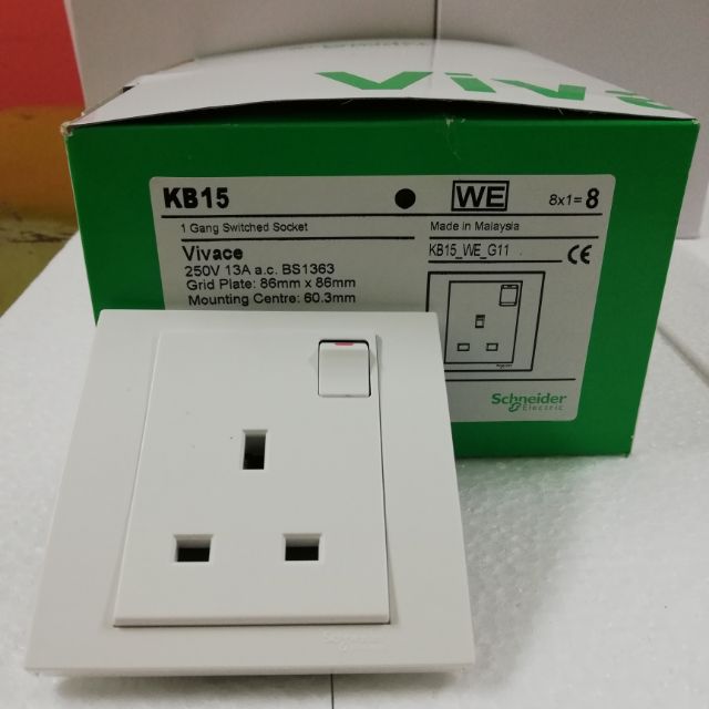 SCHNEIDER VIVACE 13A SWITCH SOCKET OUTLET KB15 | Shopee Malaysia