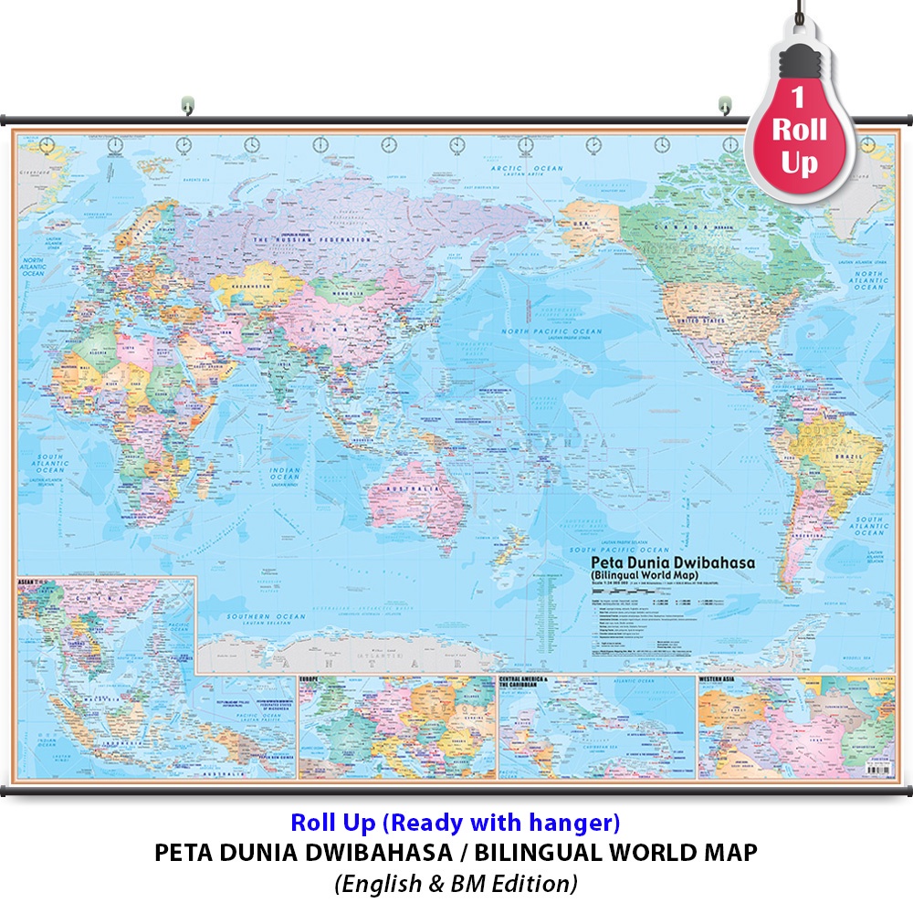 🌎 Roll Up Map - PETA DUNIA DWI BAHASA The Bilingual World Map 双语世界地图 ...