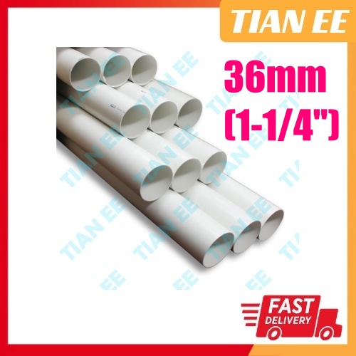 TIANEE (1Feet/Kaki) UPVC Pipe 36mm SWV Drainage Pipe Paip Air Putih White UPVC Malaysia Spec ...
