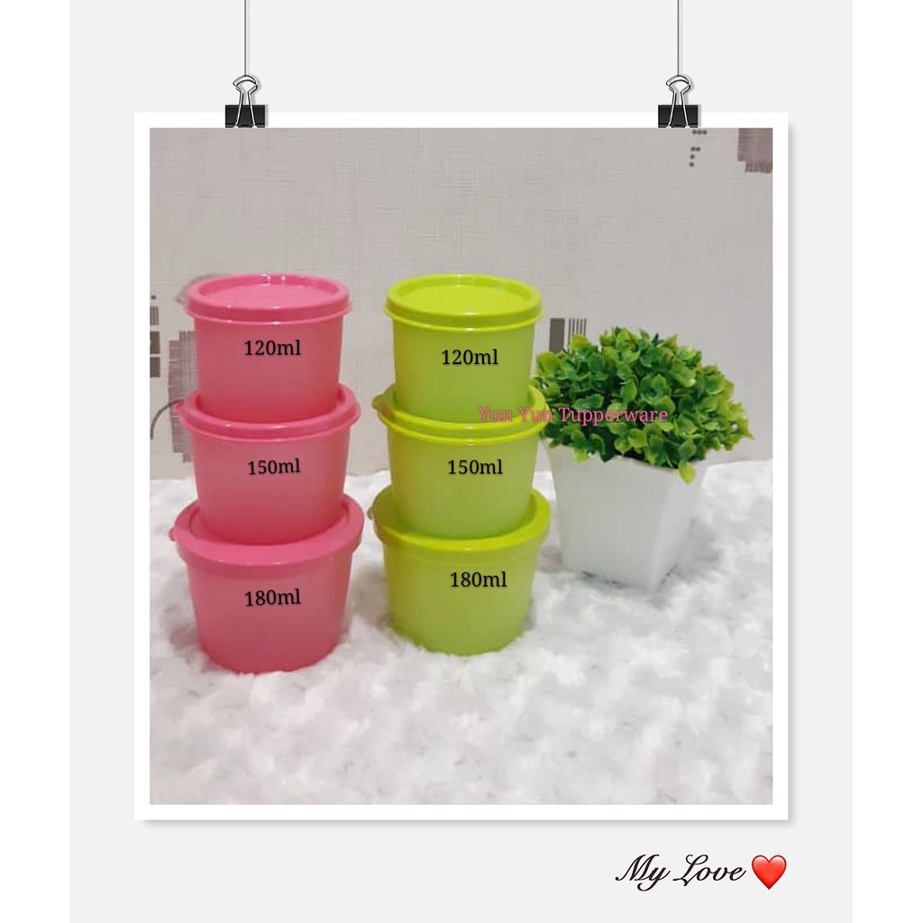 Tupperware Kit Cup Set - Green and Pink (120ml + 150ml + 180ml ...