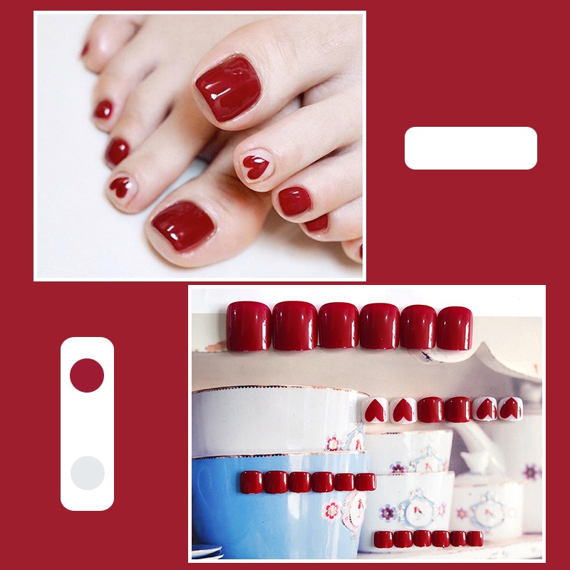 【with Glue】24pcs/BOX Toe nails Fake Nails With glue Foot Full Toes ...