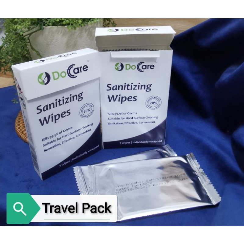 Docare Sanitizing Wipes 70％ Isopropyl Alcohol (Travel Pack) | Shopee ...