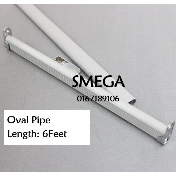 SMEGA Wardrobe 4 Feet Oval Hanging Pipe Rod Tube with Bracket/Support ...